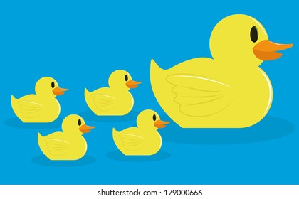 Vector Group Adorable Cartoon Ducks Isolated Stock Vector (Royalty Free ...