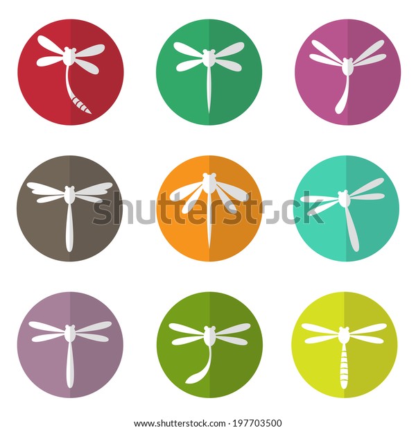 Vector Group Dragonfly Circle On White Stock Vector (Royalty Free ...