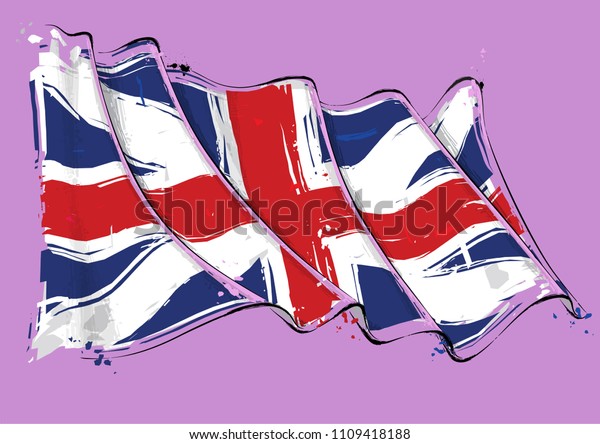 Vector Grunge Illustration Waving Union Jack Stock Vector (Royalty Free ...