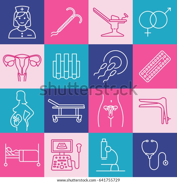 Vector Gynecology Symbols Icon Set Pregnancy Stock Vector (Royalty Free ...