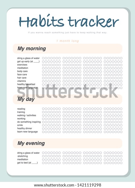 Vector Habits Tracker Page Design Template Stock Vector (Royalty Free ...