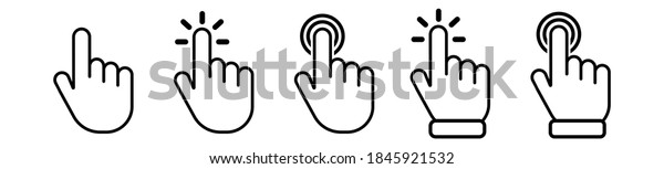Vektor Stok Vector Hand Cursors Icons Click Set (Tanpa Royalti ...