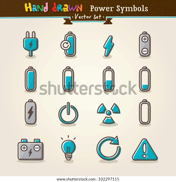 Vector Hand Draw Power Symbols Icon Stock Vector (Royalty Free) 102297115