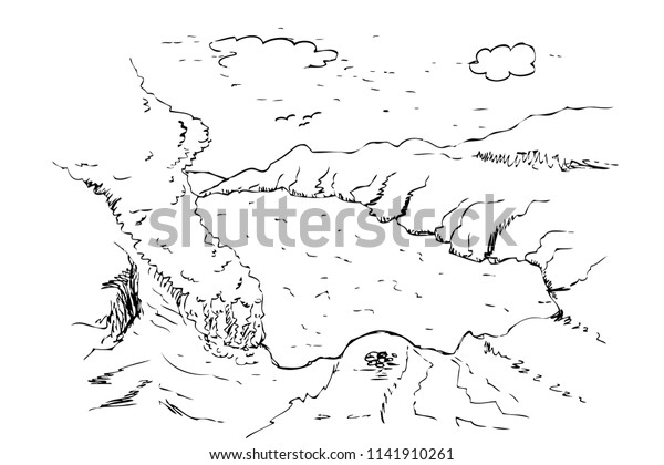 Vector Hand Draw Sketch Ijen Crater Stock Vector (Royalty Free ...