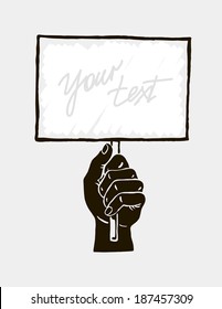 Vector Hand Drawing Hand Holding Sign: เวกเตอร์สต็อก (ปลอดค่าลิขสิทธิ์ ...