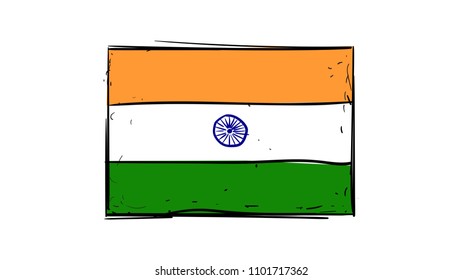 Vector Hand Drawing India Flag Illustration Stock Vector (Royalty Free ...