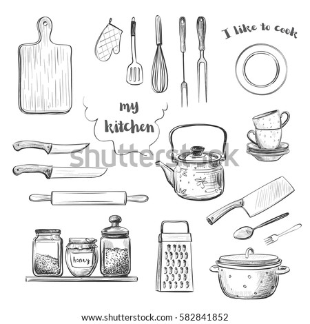 Kitchen Utensils Drawing | Free download on ClipArtMag