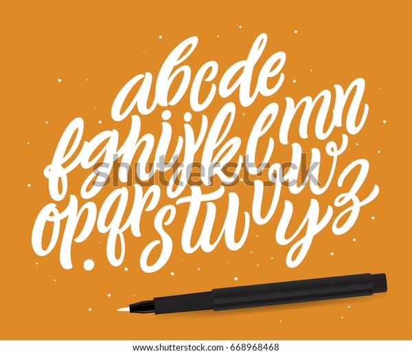 Vector Hand Drawn Alphabet On Orange Stock Vector (Royalty Free ...
