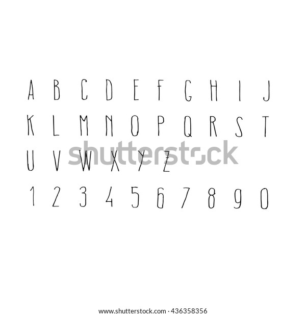 Vector Hand Drawn Alphabet Thin Tall Stock Vector (Royalty Free ...