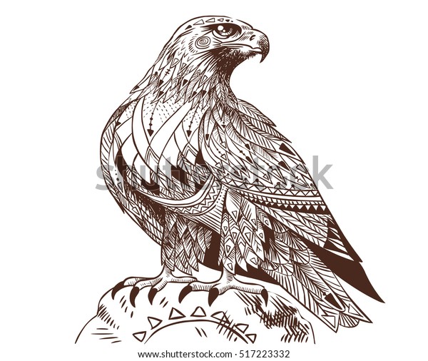 Vector Hand Drawn Bird Prey Illustration: เวกเตอร์สต็อก (ปลอดค่า ...