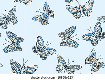 Vector Butterflies Pattern Abstract Seamless Background Stock Vector ...