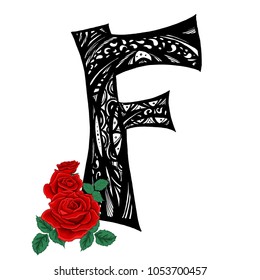 Black Capital Letter Red Roses Vector: vector de stock (libre de ...