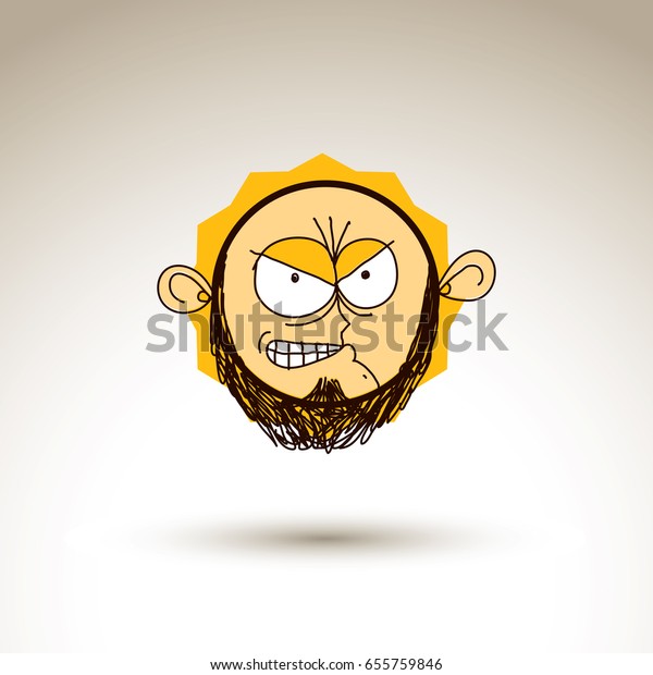 Vector Hand Drawn Cartoon Furious Boy Stock Vector (Royalty Free ...