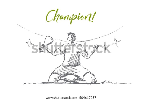 Vector Hand Drawn Champion Sketch Sportsman Stock Vector (Royalty Free ...