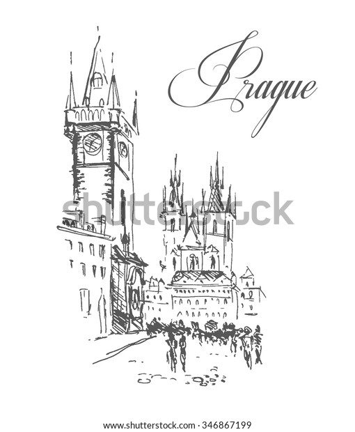 Vector Hand Drawn City Sketches Prague Stock Vector (Royalty Free ...