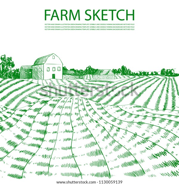 Vector Hand Drawn Farm Field Illustration Stock Vector (Royalty Free ...