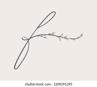 Vector Hand Drawn Floral F Monogram Stock Vector (Royalty Free) 1209291295