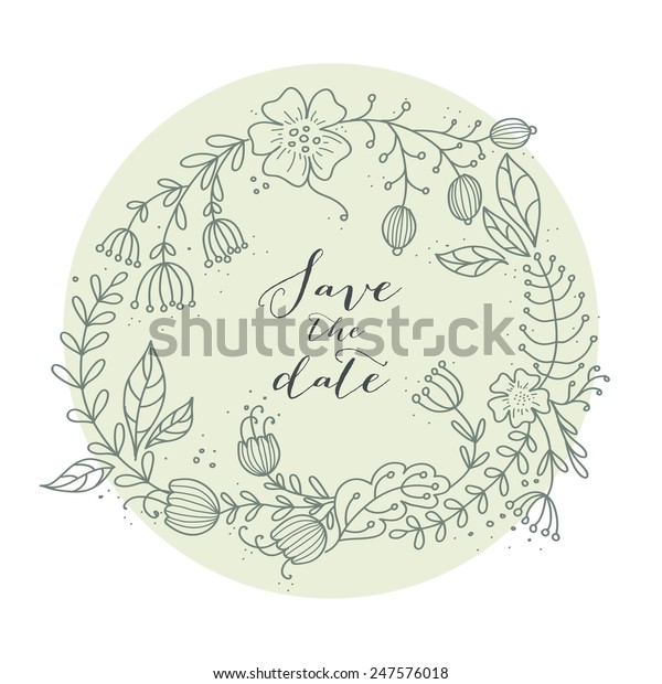 Vector Hand Drawn Floral Frame Stock Vector (Royalty Free) 247576018
