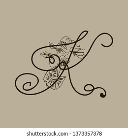 Vector Hand Drawn Floral K Monogram Stock Vector (Royalty Free ...