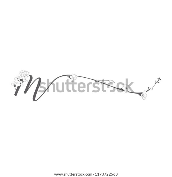 Vector Hand Drawn Floral M Monogram Stock Vector (Royalty Free ...