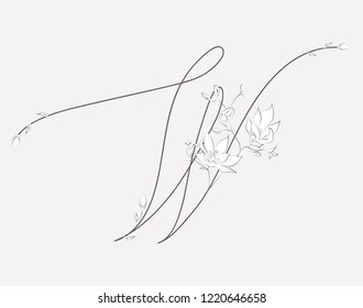 Vector Hand Drawn Floral W Monogram Stock Vector (Royalty Free ...
