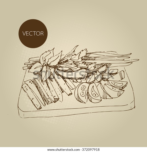 Vector Hand Drawn Food Sketch Cold Stock Vector (Royalty Free) 372097918