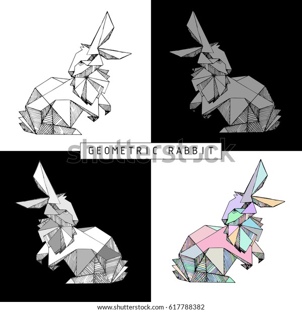 Vector Hand Drawn Geometric Rabbit Rabbit Stock Vector (Royalty Free ...