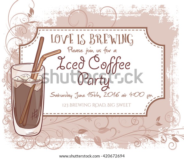 Vector Hand Drawn Iced Coffee Party Stock Vector (Royalty Free ...
