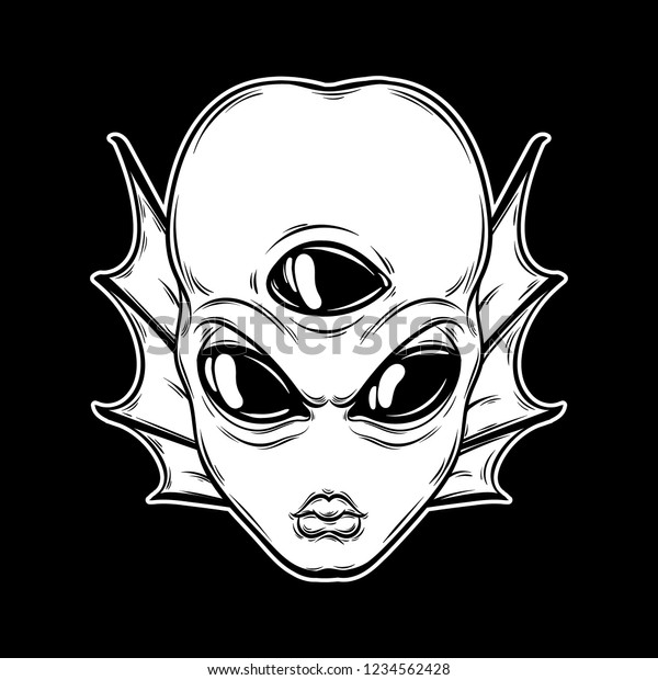 Vector Hand Drawn Illustration Angry Alien Stock Vector (Royalty Free ...