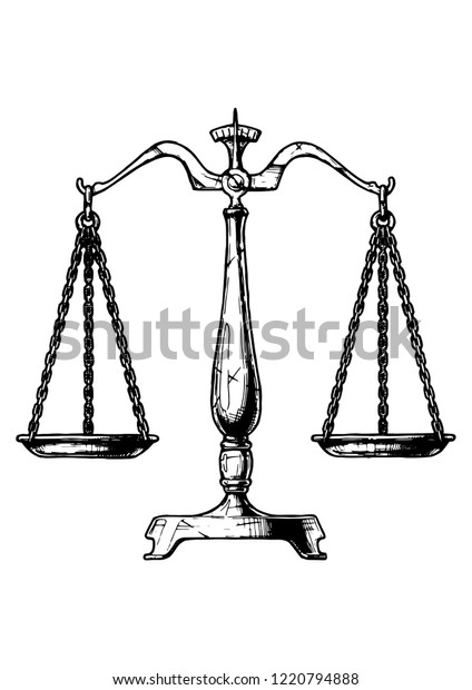 Vector Hand Drawn Illustration Balance Scale Stock Vector (Royalty Free ...