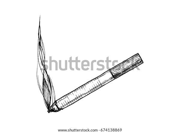 Vector Hand Drawn Illustration Cigarette Vintage Stock Vector (Royalty ...