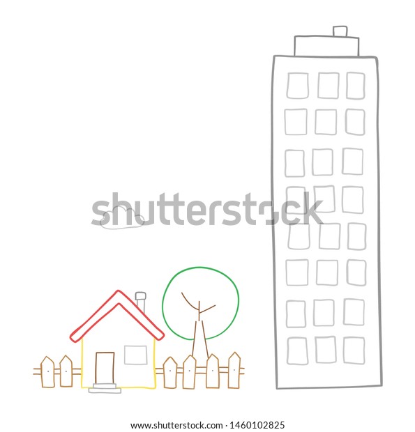 Vector Hand Drawn Illustration Detached House Stock Vector (Royalty ...