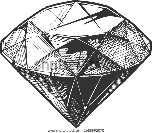 Vector Hand Drawn Illustration Diamond Vintage Stock Vector (Royalty ...