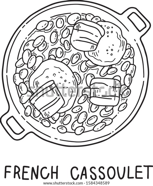 Vector Hand Drawn Illustration French Cassoulet Stock Vector (Royalty ...