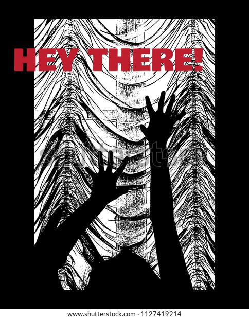 Vector Hand Drawn Illustration Horrible Shadow Stock Vector (Royalty ...