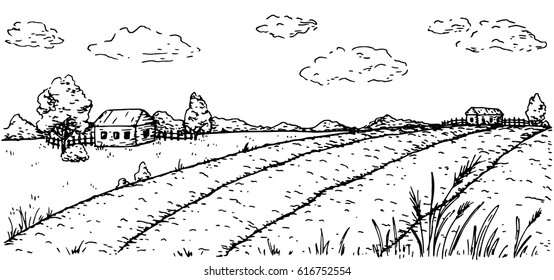 6,041 Village road sketches Images, Stock Photos & Vectors | Shutterstock