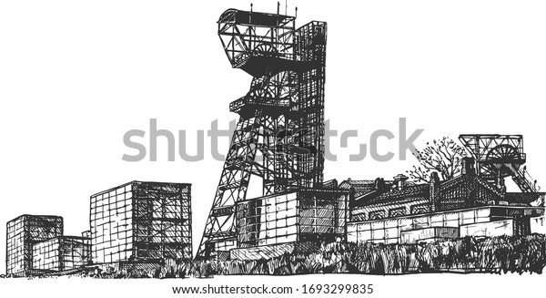 Vector Hand Drawn Illustration Mine Shaft Stock Vector (Royalty Free ...