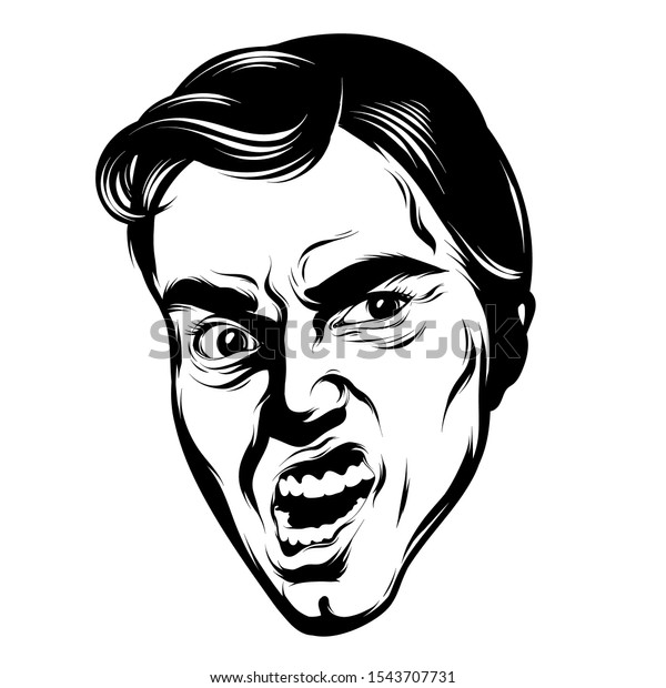 Vector Hand Drawn Illustration Screaming Man Stock Vector (Royalty Free ...