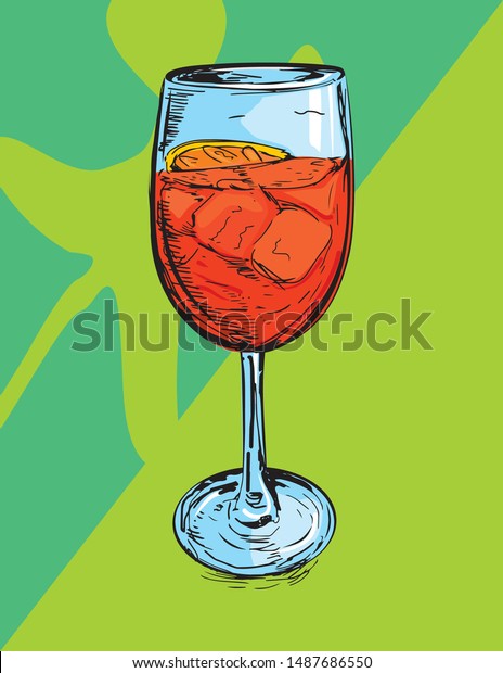 Vector Hand Drawn Illustration Spritz Cocktail Stock Vector (Royalty ...