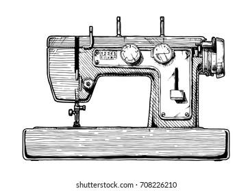 Old Sewing Machine Hand Drawn Vector Stock Vector (Royalty Free) 292764152