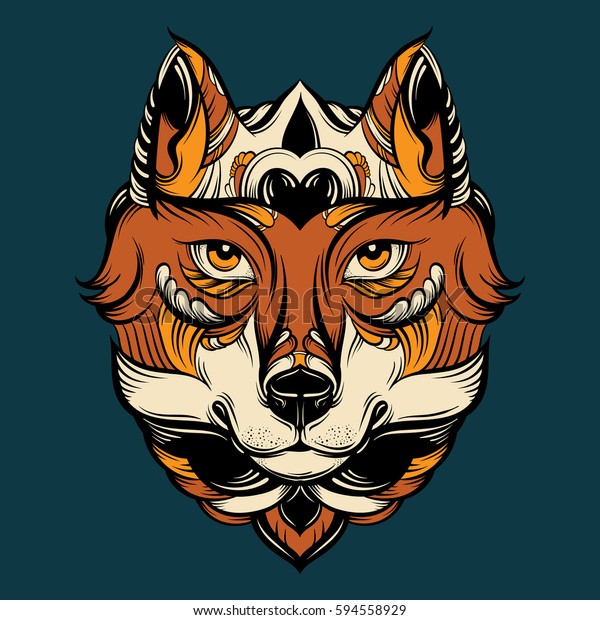 Vector Hand Drawn Illustration Wolf Decorative Stock Vector (Royalty ...