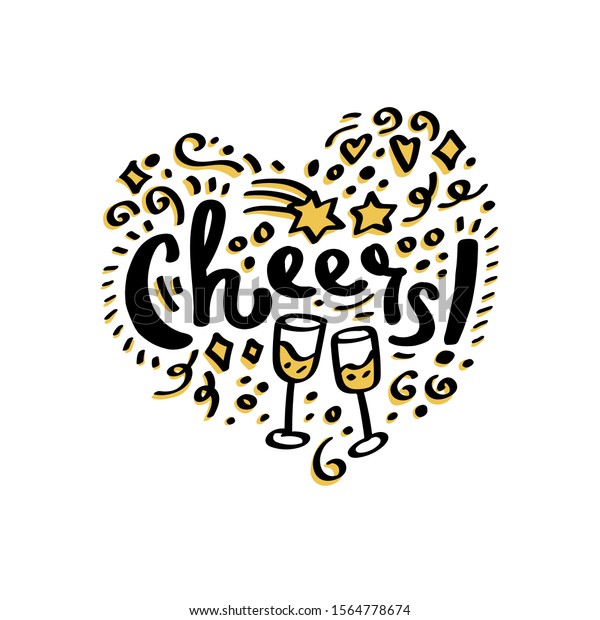 Vector Hand Drawn Lettering Cheers Isolated Stock Vector (Royalty Free ...