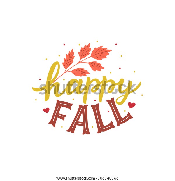 Vector Hand Drawn Lettering Happy Fall Stock Vector (Royalty Free ...