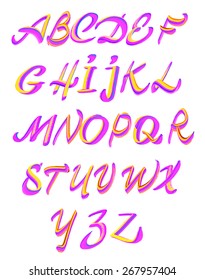 Vector Hand Lettering Alphabet Calligraphy Font: เวกเตอร์สต็อก (ปลอดค่า ...
