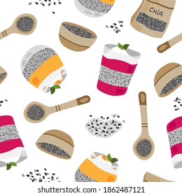 Vector Hand Drawn Pattern Chia Pudding Stock Vector (Royalty Free ...