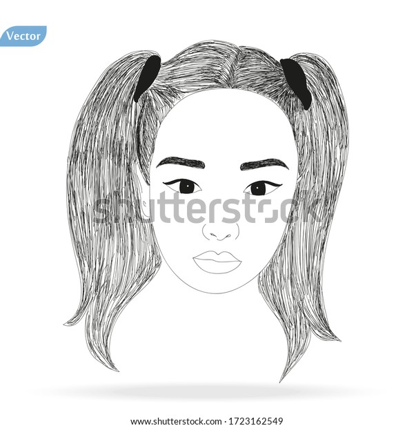 Vector Hand Drawn Pencil Sketch Face Stock Vector (Royalty Free ...