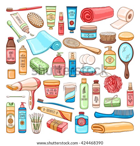 Vector Hand Drawn Personal Hygiene Set Stock Vector (Royalty Free ...