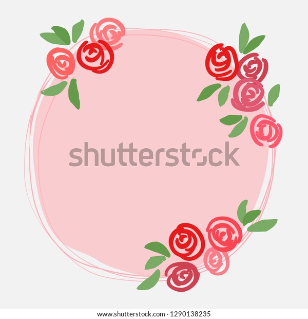 Vector Hand Drawn Pink Roses Circular Stock Vector (Royalty Free ...