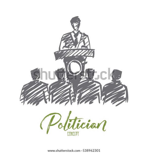 Vector Hand Drawn Politician Concept Sketch Stock Vector (Royalty Free ...