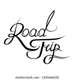 Vector Hand Drawn Road Trip Lettering Stock Vector (Royalty Free ...